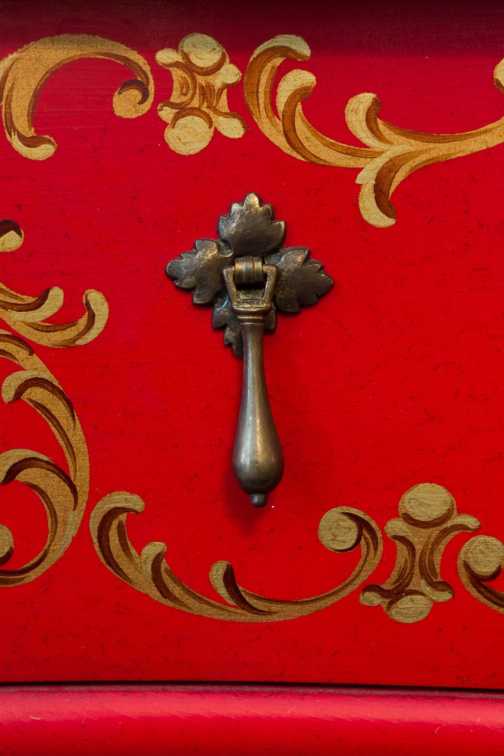 Sold - Widdicomb Red Painted Secretary With Bookshelf Top And 3 Drawers ...