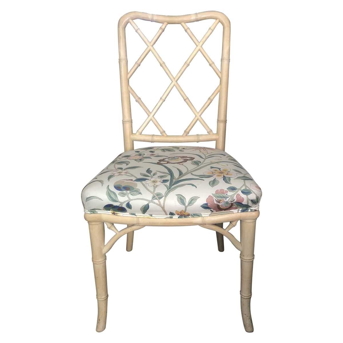 Seating, Sold - Louis G. Sherman Floral Faux Bamboo Dining Chairs 1974 ...